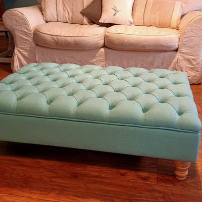 Handmade Upholstered Deep Buttoned Footstool in Warwick - Etsy UK