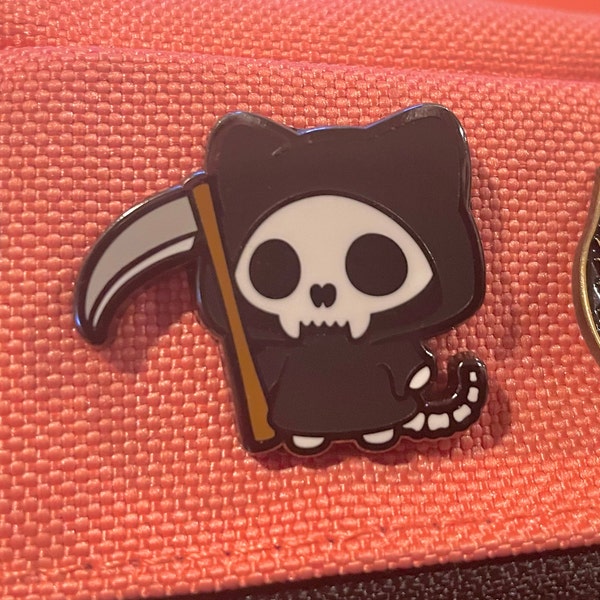 Cat Grim Reaper Enamel Pin Grim Reaper on Gravestone Cat Enamel Pin ...
