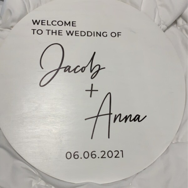 Round Wedding Welcome Sign, Custom Wedding Name Circle Sign, Ceremony ...