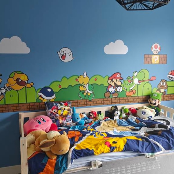 Super Mario Wall Decal Nintendo Wall Mural for Children Room Kids Room ...