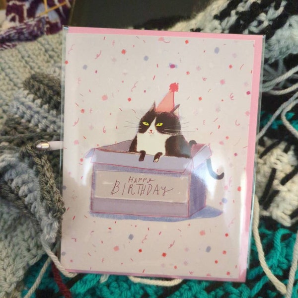 Happy Birthday Cat Card - Birthday Box - Funny Birthday Card - Etsy