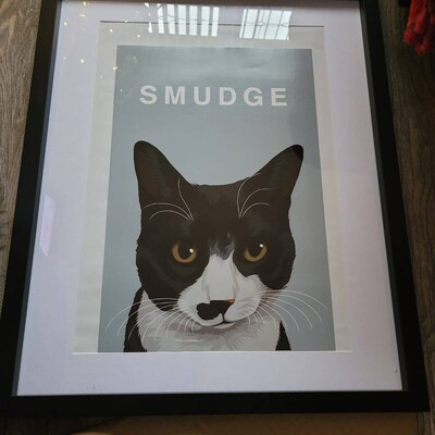 Personalised Pet Print Customised Cat and Dog Drawing Art Photo Digital ...