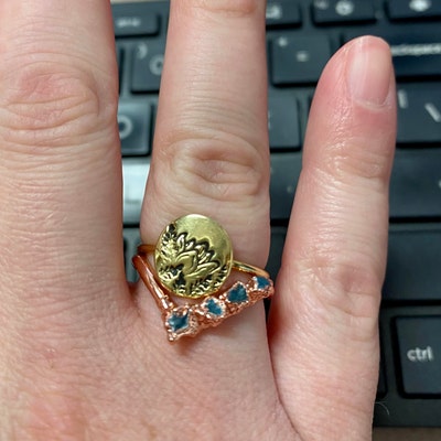 Solid Gold/ Sterling Silver Taw Stone Chevron Ring/boho Style - Etsy