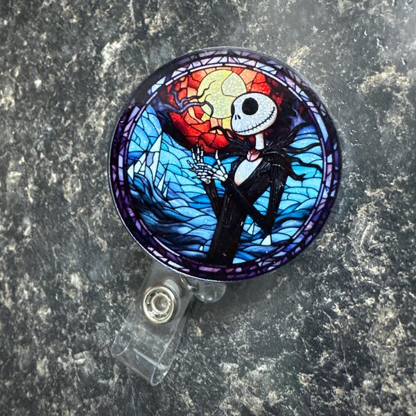 Stained Glass Breast Cancer Ribbon Awareness Badge Reel, Breast Cancer ...