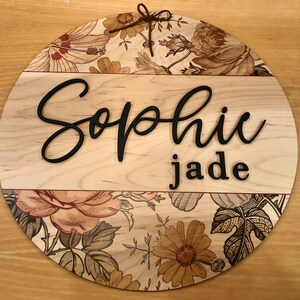 Spring Round Sign, Personalized Wood Sign, Round Wood Sign, Nursery ...