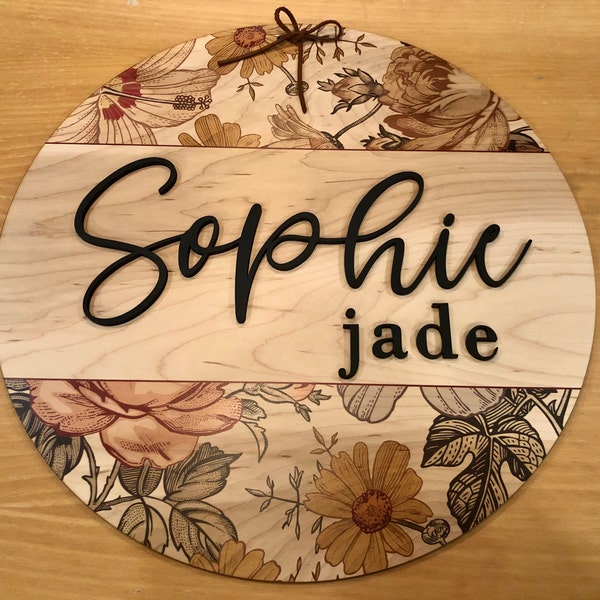 Spring Round Sign, Personalized Wood Sign, Round Wood Sign, Nursery ...