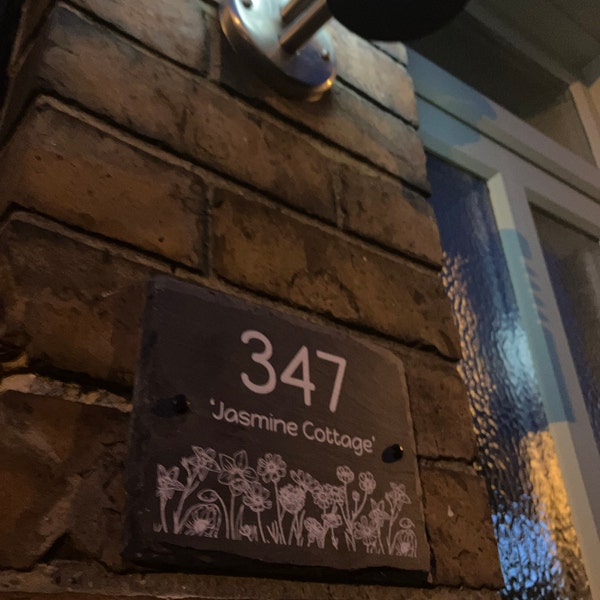 Rustic Slate Door Number, Slate Gate Sign Plaque, Stone Home Number ...
