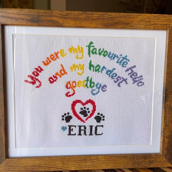 Pet Memorial Cross Stitch Pattern, Dog or Cat Loss, Rainbow Bridge ...