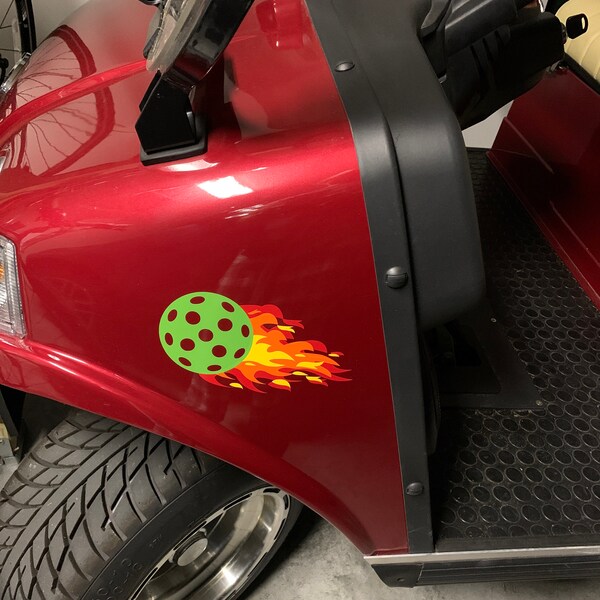 Golf Cart Pickleball Fireball Decal - Pickleball Gifts - Golf Cart ...