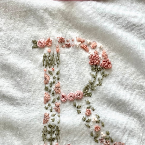 Floral Alphabet Letter R Initial Embroidery PDF Pattern, Instant ...