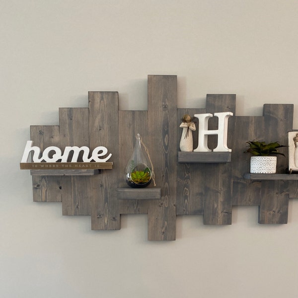 Rustic Wall Shelf, Floating Shelf, Wood Wall Art, Hanging Rustic Decor ...