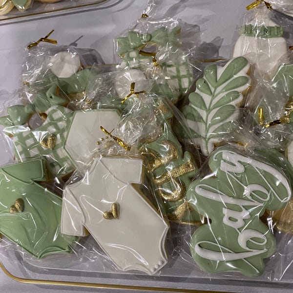 Cute Pastel Light Baby Cookies Handmade Organic Natural Sage Green Pink ...