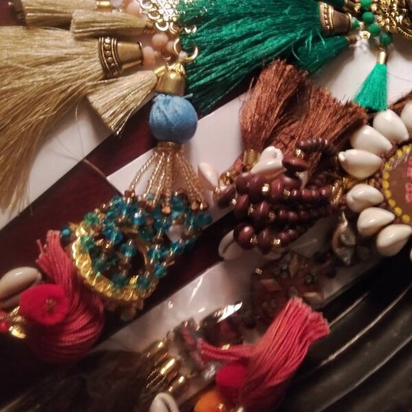 Cowry Shell Motifs, Cowry Shell Bunch Tassels, Beaded Cowrie Tassels ...