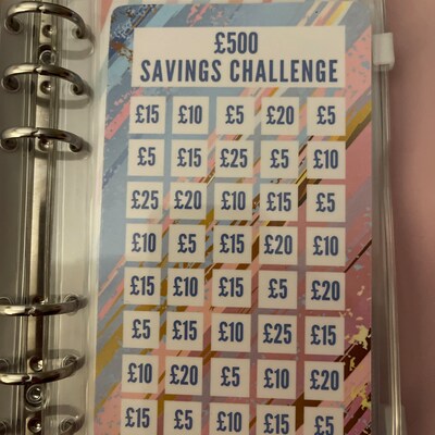 One Pound Savings Challenge Wallet Insert Tracker Pastel - Etsy