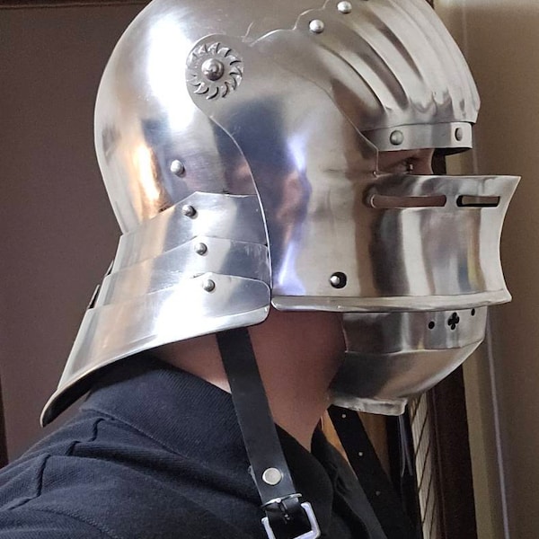 18 Gauge Medieval Heavy Burgonet Helmet Medieval Viking Helmet Knight ...