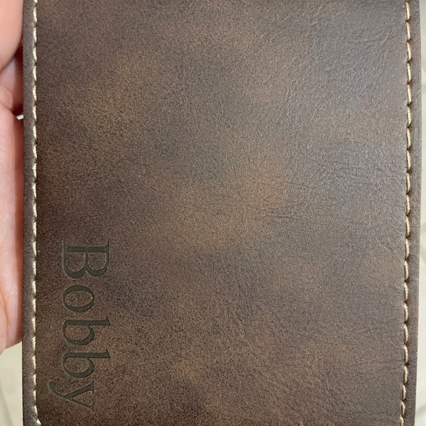 Engraved Leather Wallet for Men, Personalized Wallet, Laser Engraved ...
