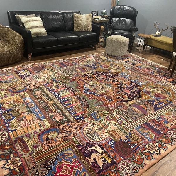 12x18 Ft Red Heriz Area Rug, Bidjar Afghan Hand Knotted 100% Wool Dyes ...