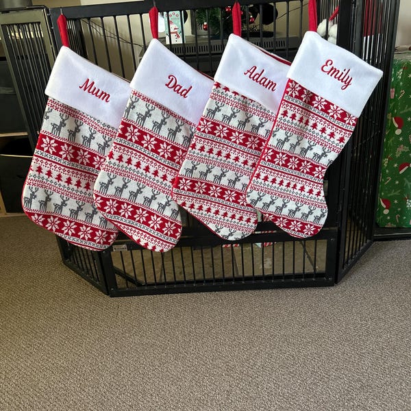 Personalised Christmas Stocking - Pattern Mixed - Embroidered Name - Etsy