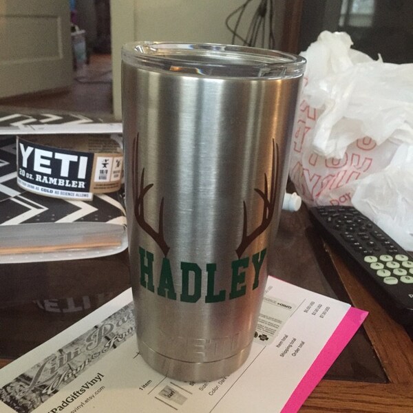 Deer Horns - NAME Decal for Yeti Colsters, Tumblers, Coolers, Window ...