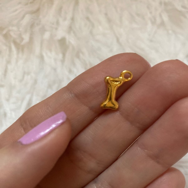 Shiny Vermeil Dog Bone Gold Charm - Small Dog Bone, Man's Best Friend ...