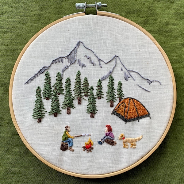 Camping Hand Embroidery Pattern - Camping Trip - PDF - Instant Download ...