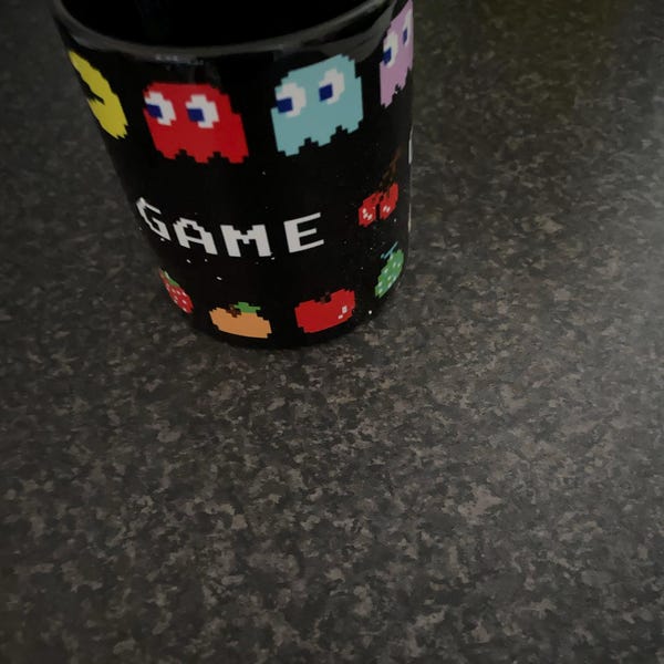 Pac Man Mug. Retro Arcade Mug, Pacman, Ghosts, Game Over, Gamer Gift ...