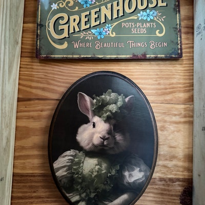 Miss Rabbit Victorian Portrait Vintage Style Cottagecore Animal Wall ...