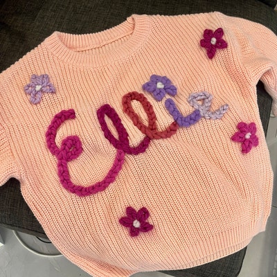 Custom Name Sweater, Personalised, Hand-embroidered Jumper, Baby Shower ...