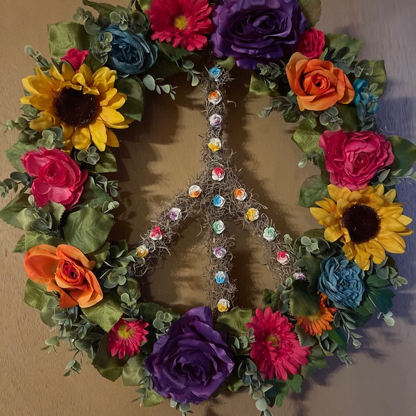 18 Bright Peace Sign Wreath - Etsy