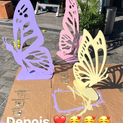Enchanting 4ft Side View Wood Butterfly Butterfly Prop Butterfly Party ...