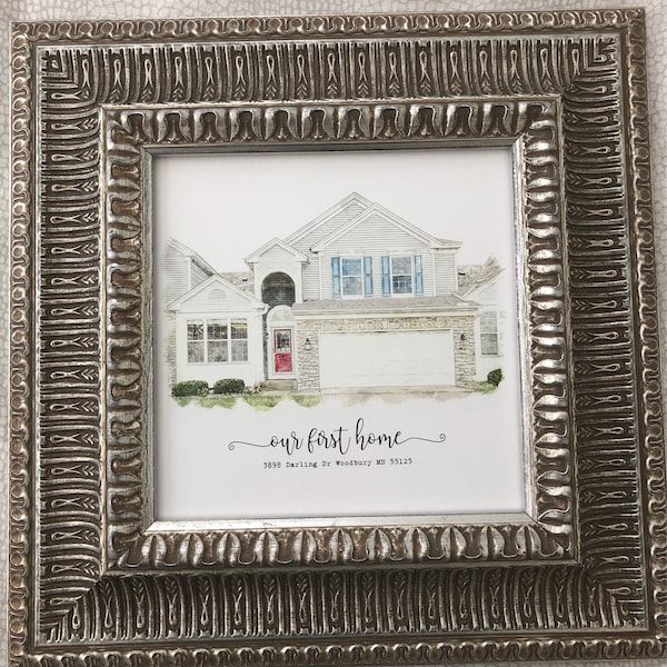 Custom House Drawing, House Illustration, Watercolor House Painting ...