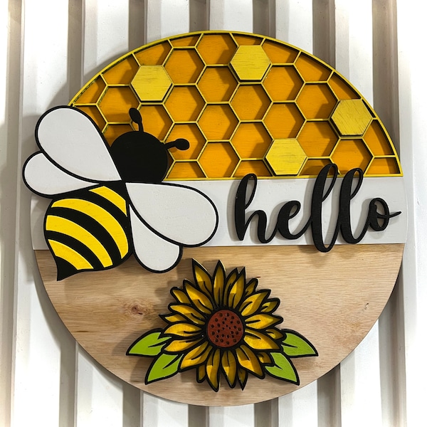 Bumble Bee "hello" Sign - Laser Cut File - Includes Assemble Version to ...