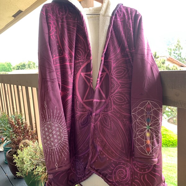 Soul Star Chakra Mandala Hooded Cloak. Rave Coat. Rave Cloak. Festival ...