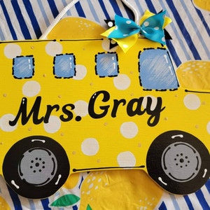 Personalized SCHOOL BUS Teacher SIGN Back to School Class Classroom ...
