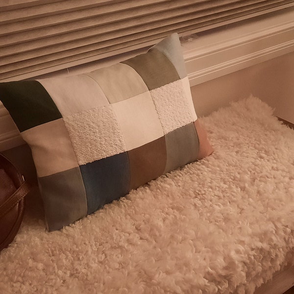 Earth Tone Hand-dyed Linen and Boucle Pillow Cover, 18 X 18 Pillow ...