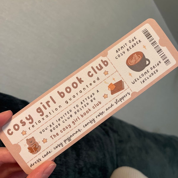 Cosy Girl Book Club | Coffee and Book Lover Bookmark | Fall Bookmark ...