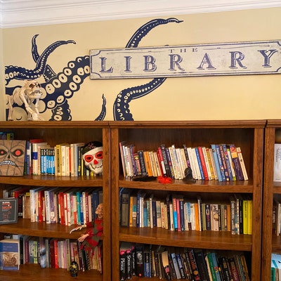 Antique Style the Library Wood Sign Handmade Rustic Wooden Decor - Etsy