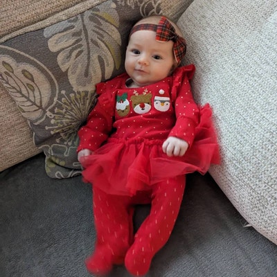 Red Satin Headbands With Matching Sock Red Flower Embroidery Nylon ...