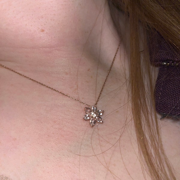 Morganite Pendant, Solid 10k Rose Gold Morganite Floral Pendant ...