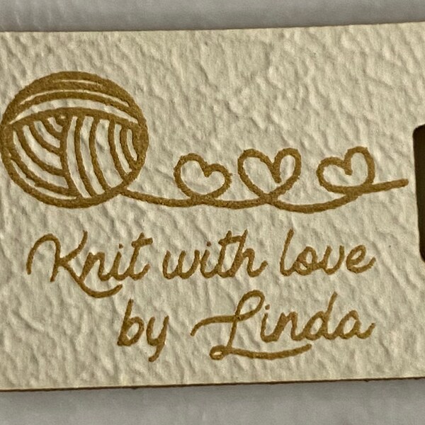 Personalised Set of 50 Cream 28x18mm Faux Leather Labels. Square Labels ...