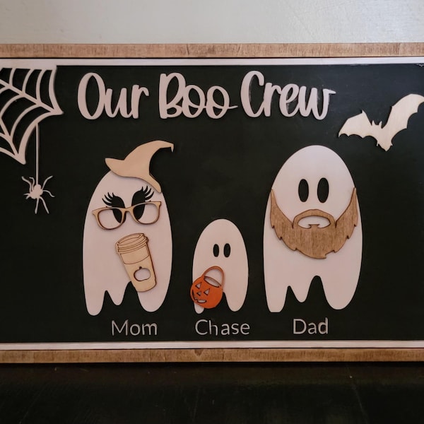 Our Boo Crew, Ghosts With Accessories, Personalized Sign Halloween ...