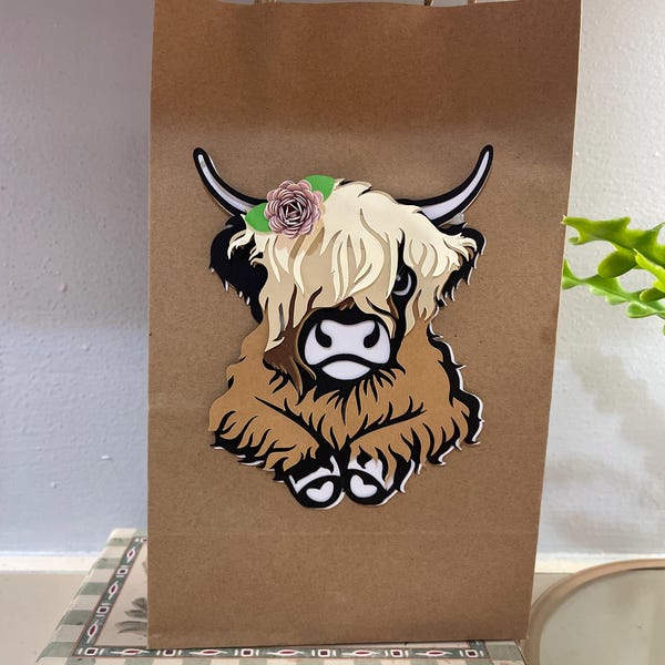 3D Layered Highland Cow SVG PDF EPS, Layered Cow Svg, Layered Papercut ...