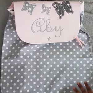 Sac à dos enfant, personnalisé, avec prénom et motif broderie papillon ...