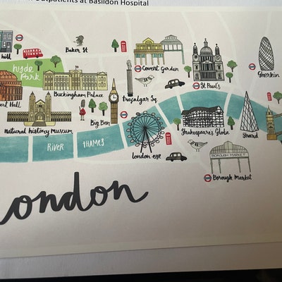 London Map Postcard London Map Illustration London Art - Etsy UK