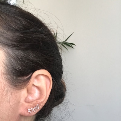 Minimalist Pearl Stud Ear Crawlers Ear Climbers Crawler Earrings ...