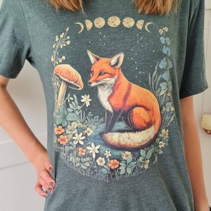 Cozy Cute Fox Cottagecore Sweatshirt, Vintage Forest Witch Aesthetic ...