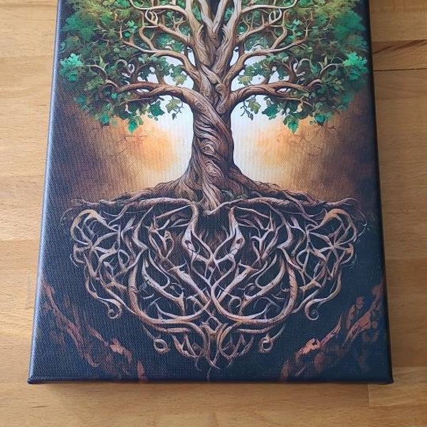 Baum des Lebens Leinwand Wandkunst, Yggdrasil Leinwand Kunst, Mandala Wohndekor Druck, nordische ...