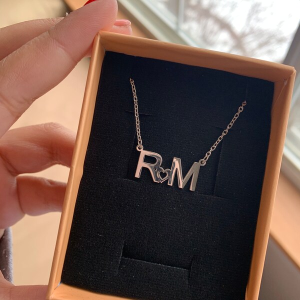 Personalized Initial Anklet, Letter Anklet, Two Initials With Heart ...