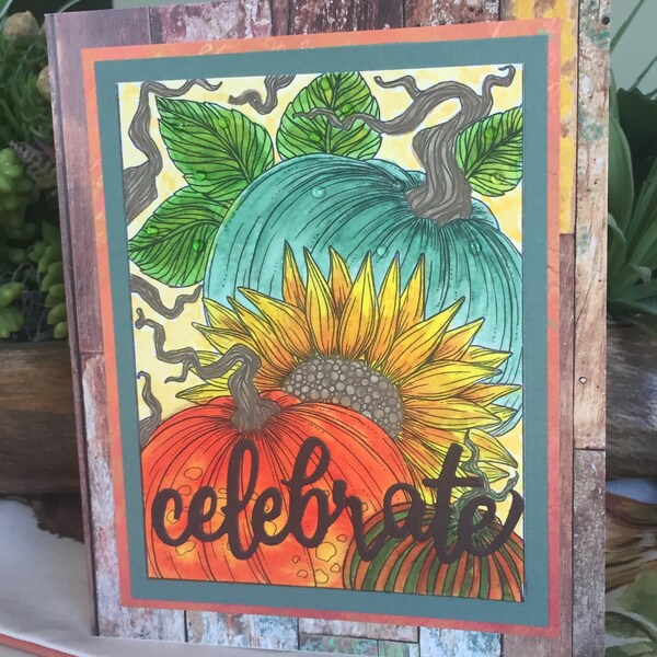 Fall Flowers and Pumpkins Digital Coloring Page Thanksgiving, Mums ...