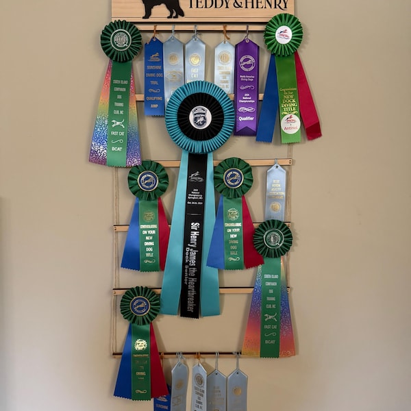 Personalized Dog Show Ribbon Holder: Engraved Wall Hanging Display - Etsy